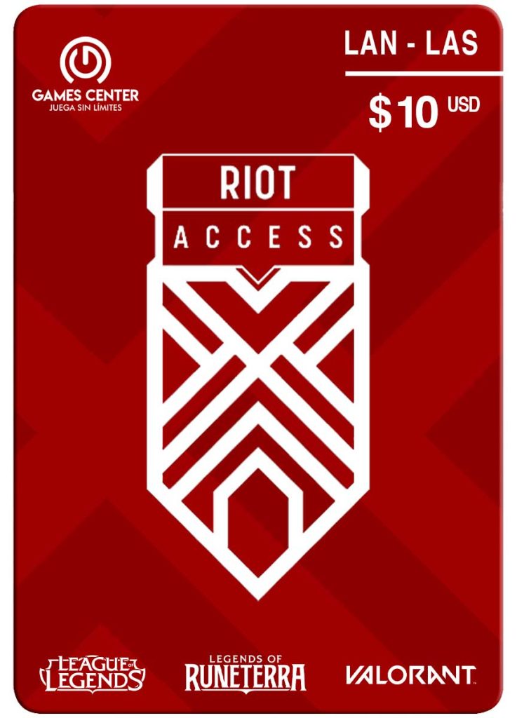Riot Access Code 10 USD LATAM - GAMES CENTER PERÚ