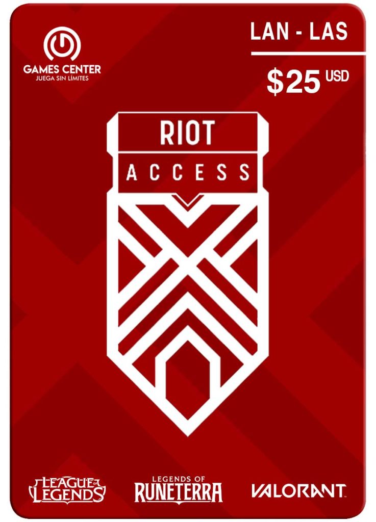 Riot Access Code 25 USD LATAM - GAMES CENTER PERÚ