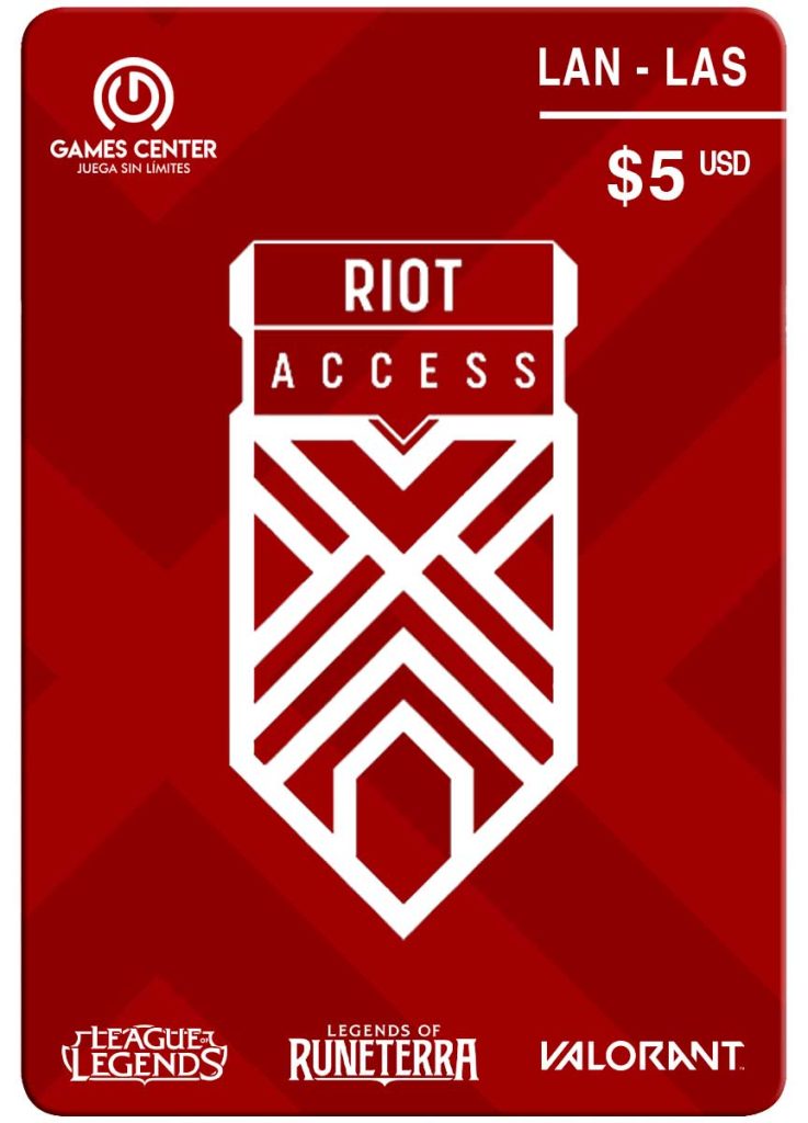Riot Access Code 5 USD LATAM - GAMES CENTER PERÚ